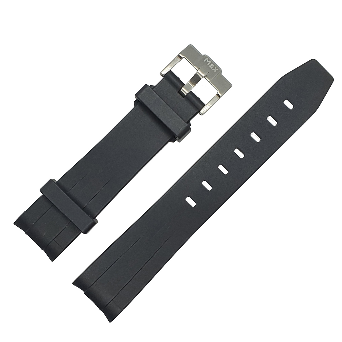 Max Curved End Watch Strap No Groove Black – Max Watch Straps